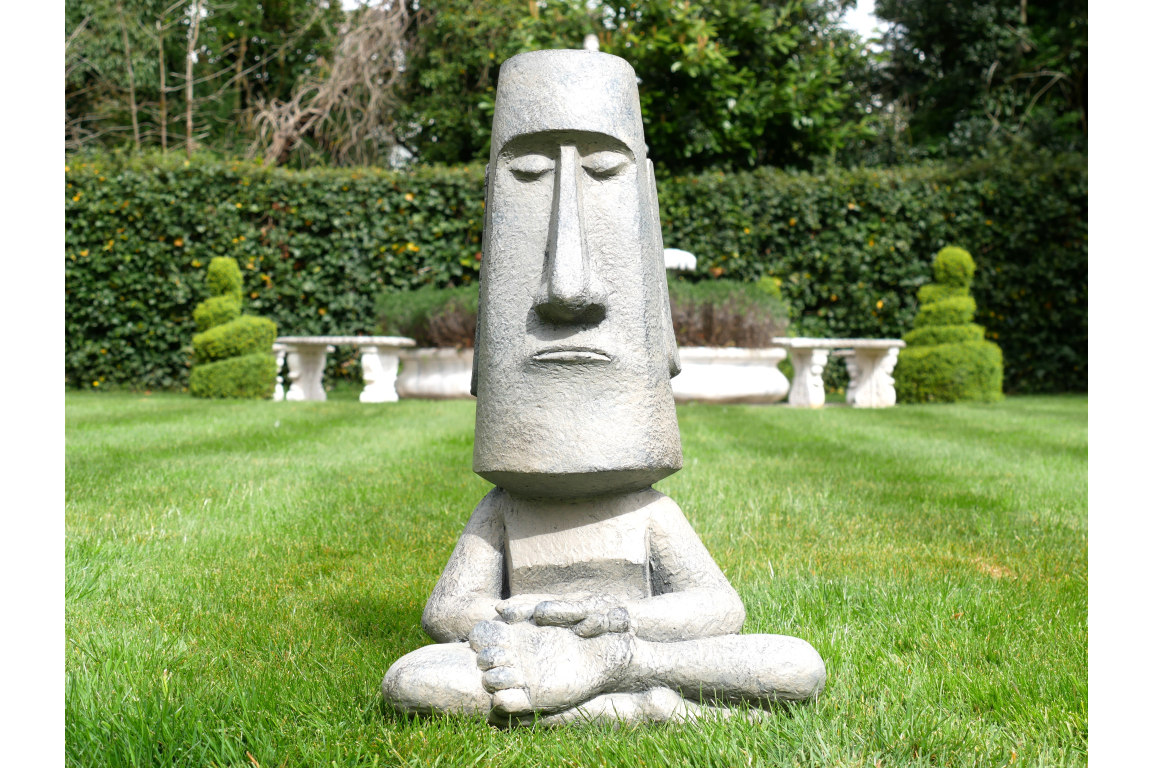 Yoga Pose Easter Island Man, Garden Sculpture 3 - All For Theodore