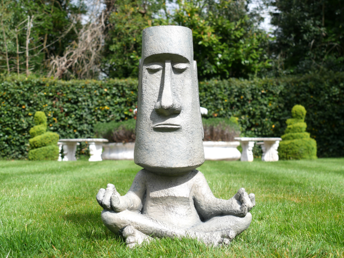 Yoga Pose Easter Island Man, Garden Sculpture 2 - All For Theodore