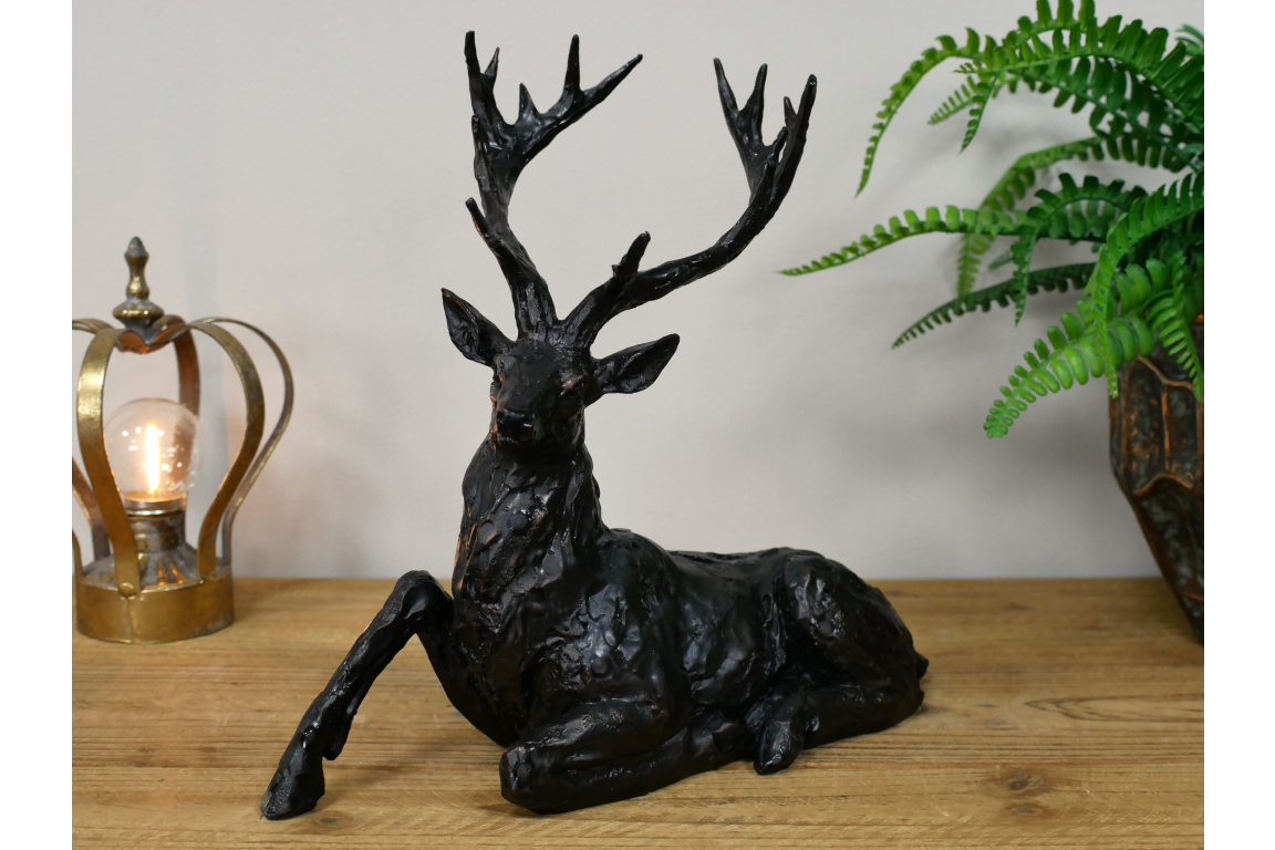 Laying Stag - Black Figurine Home Decor - All For Theodore